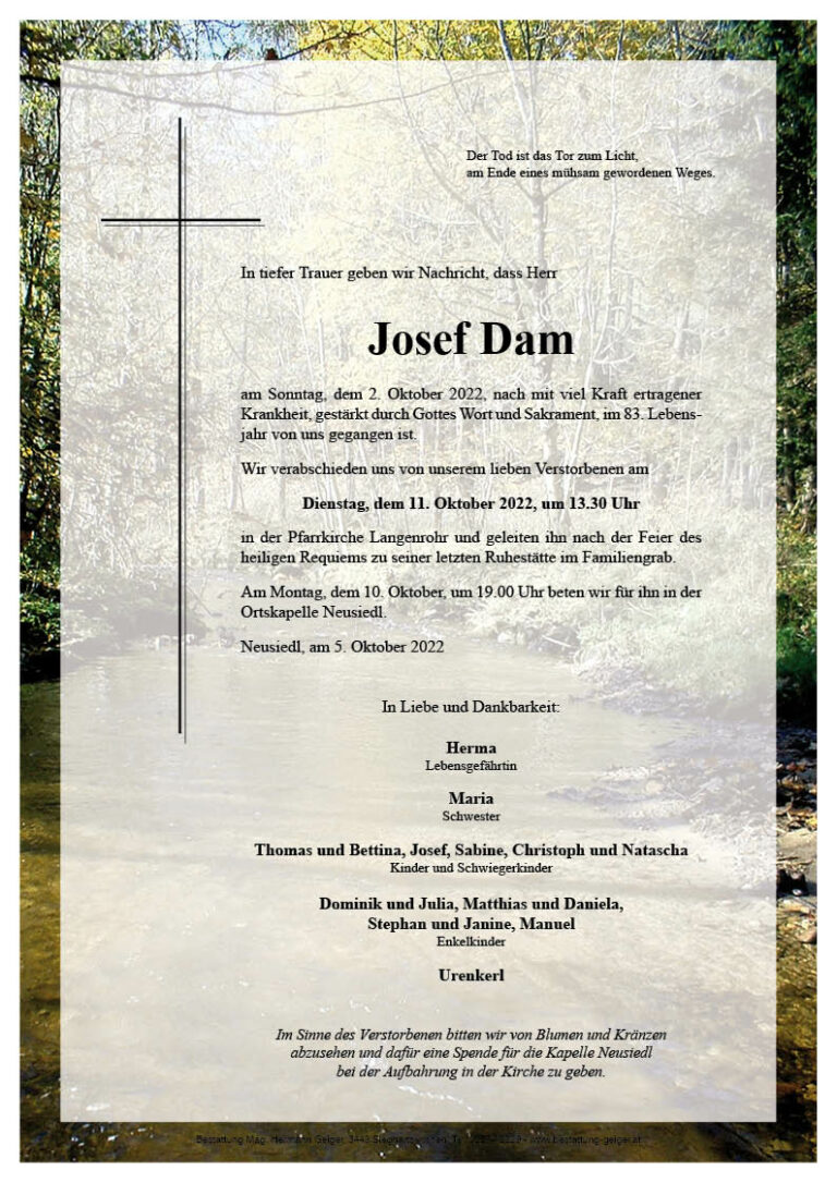 Dam-Josef – Bestattung Geiger