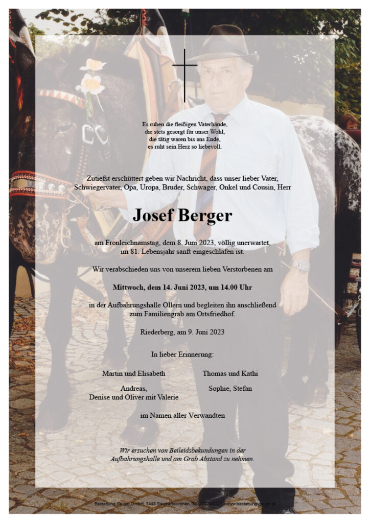 Berger-Josef – Bestattung Geiger
