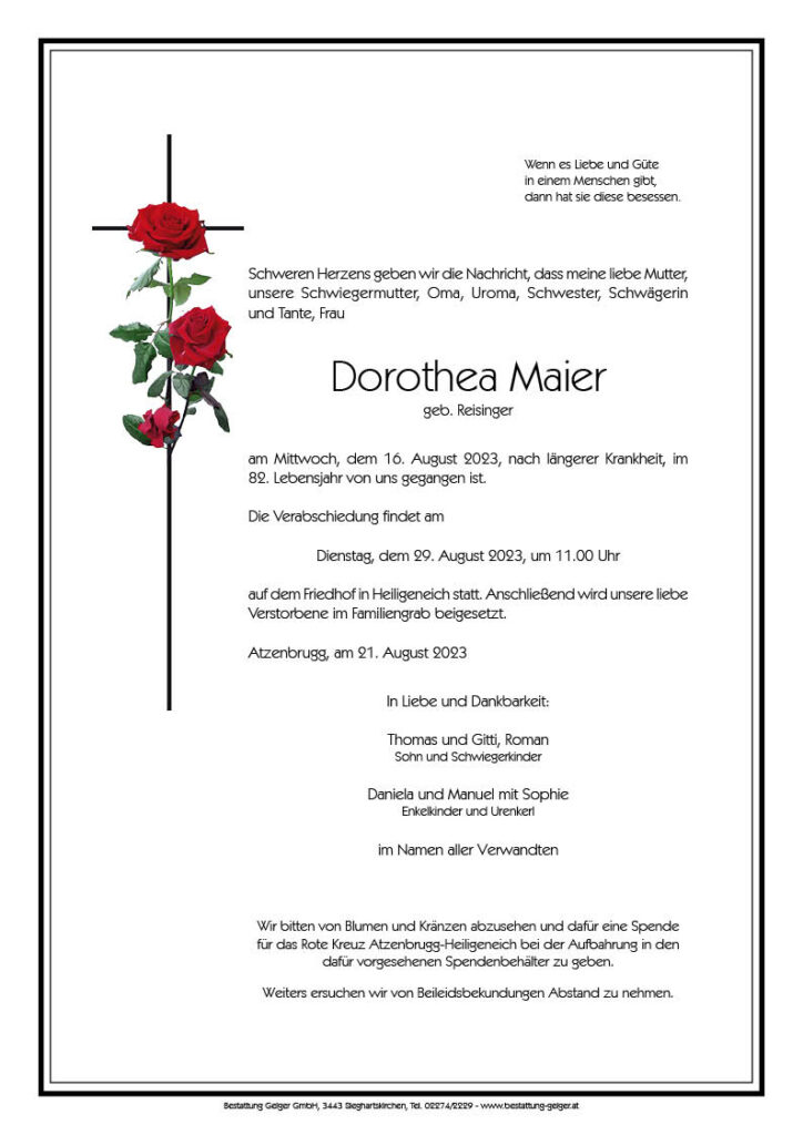 Maier-Dorothea – Bestattung Geiger